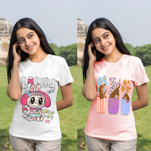 Kintu Parantu Printed Women Round Neck Pink T-Shirt - Buy Kintu Parantu ...