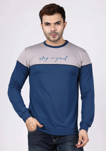 E-MAX Printed Men Round Neck Blue T-Shirt - Buy E-MAX Printed Men Round ...