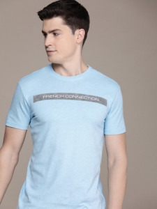 French Connection Printed Men Round Neck Blue T-Shirt - Buy French ...
