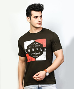Tryner Printed Men Round Neck Brown T-Shirt - Buy Tryner Printed Men ...