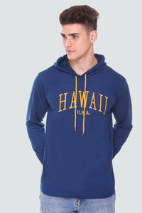 HVBK Embroidered Men Hooded Neck Blue T-Shirt - Buy HVBK Embroidered ...