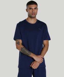 PUMA Solid Men V Neck Blue T-Shirt - Buy PUMA Solid Men V Neck Blue T ...