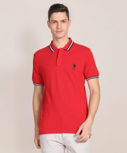 U.S. POLO ASSN. Solid Men Polo Neck Red T-Shirt - Buy U.S. POLO ASSN ...