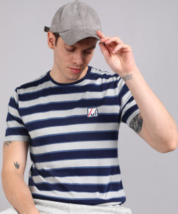 M7 By Metronaut Striped Men Round Neck Multicolor T-Shirt - Buy M7 By ...