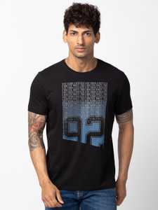Spykar Printed Men Round Neck Black T-Shirt - Buy Spykar Printed Men ...