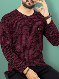 VeBNoR Printed Men Round Neck Maroon T-Shirt - Buy VeBNoR Printed Men ...