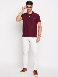 RISS Solid Men Polo Neck Maroon T-Shirt - Buy RISS Solid Men Polo Neck ...