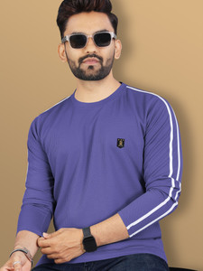VeBNoR Solid Men Round Neck Blue T-Shirt - Buy VeBNoR Solid Men Round ...