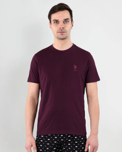 U.S. POLO ASSN. Solid Men Round Neck Maroon T-Shirt - Buy U.S. POLO ...