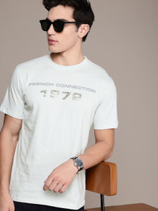 French Connection Printed Men Round Neck Blue T-Shirt - Buy French ...
