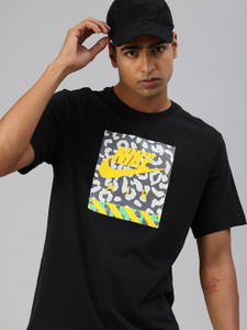NIKE Graphic Print Men Round Neck Black T-Shirt - Buy NIKE Graphic ...