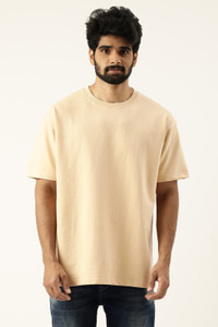Baromin Clothing Solid Men Round Neck Beige T-Shirt - Buy Baromin ...
