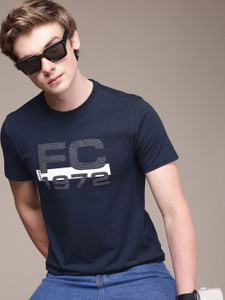 French Connection Printed Men Round Neck Blue T-Shirt - Buy French ...