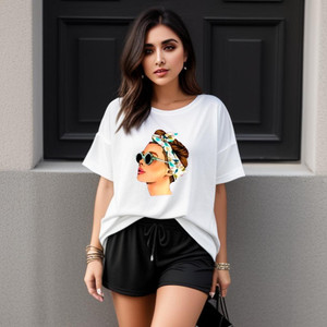 ZYLUTE Printed Women Round Neck White T-Shirt - Buy ZYLUTE Printed ...