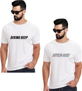 Diving deep Typography Men Round Neck White T-Shirt - Buy Diving deep ...