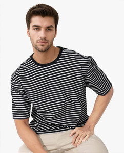 RARE RABBIT Striped Men Crew Neck Dark Blue T-Shirt - Buy RARE RABBIT ...