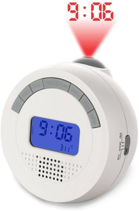 KE Krown Digital Time Projection Clock with Backlight & FM Player White ...