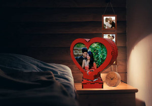 lala hathrasi MDF LED Heart Shape Rotating Photo Lamp for All ...