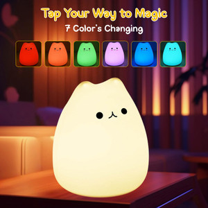 Sakuya Silicon Cat Rechargeable Night LED Color Changing Lamp Table ...