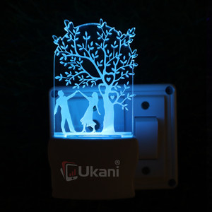 Meghal TREE COUPLE Acrylic 3D Illusion RGB 7 Colour Changing LED Plug ...