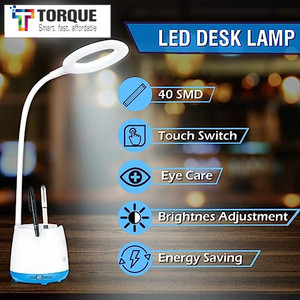 Torque Study Table Lamp Rechargeable Touch On/Off Switch LED Desk Lamp ...