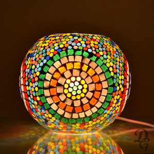 Decent Glass Mosaic Lamps Round Dome Shape Table Lamps (Big, 24 cm ...