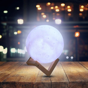DeoDap Moon Night Lamp with Plastic Stand Night Lamp for Bedroom Table ...