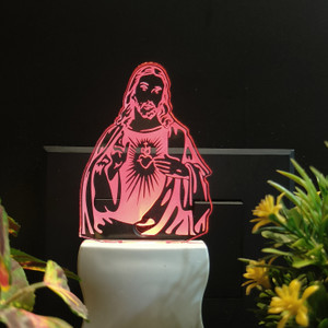 Gadgets World JESUS Acrylic 3D Illusion RGB 7 Colour Changing LED Plug ...