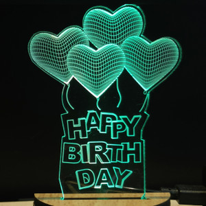 Red Robin HAPPY BIRTHDAY BALLOONS Acrylic USB 3D Illusion RGB 7 Colour ...