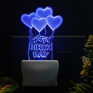 Gadgets World HAPPY BIRTHDAY BALLOONS Acrylic 3D Illusion RGB Colour ...