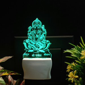 Talgo SHREE GANESH 3D Acrylic Illusion RGB 7 Colour Changing LED Plug n ...