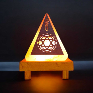 GLOBAL AROMA Kuber Yantra Himalayan Rock Salt Pyramid Lamp for Positive ...
