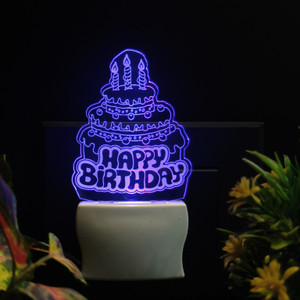 Gadgets World HAPPY BIRTHDAY CAKE Acrylic 3D Illusion RGB 7 Colour ...