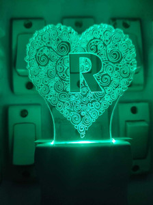 UNJIYA Love3D Illusion LETTER R Design Acrylic Night LAMP for Home ...