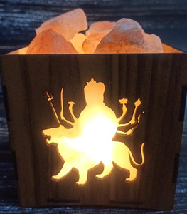 Aardeo Greens Wooden Basket, Maa Durga Rock Salt Lamp for Positive ...