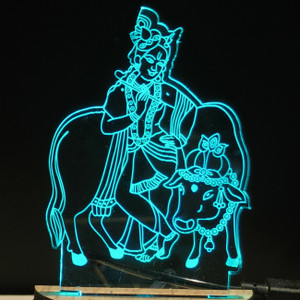 Red Robin GOD KRISHNA WITH COW Acrylic USB 3D Illusion RGB 7 Colour ...