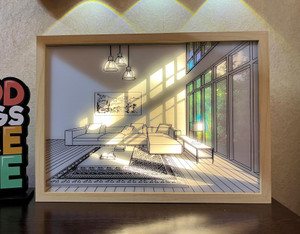 Trendable LED Photo Frame Sunset Lamp , Illuuminated Wooden Frame with ...