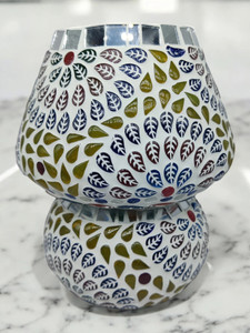 Krafts & Kreations Ceramic lamp Multicolour 18 cm design Yellow Leaf ...