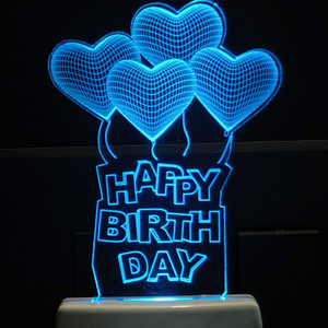 Red Robin HAPPY BIRTHDAY BALLOONS Acrylic 3D Illusion RGB Colour ...