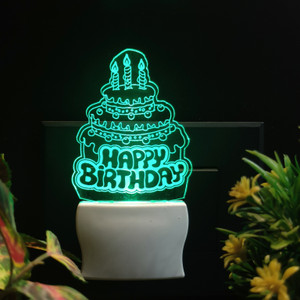 Gadgets World HAPPY BIRTHDAY CAKE Acrylic 3D Illusion RGB 7 Colour ...