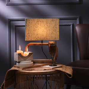 THE DECOR MART Brown Cuboid Lamp With Pastel Green Shade Table Lamp ...