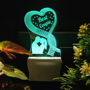 Sky Mart BEST COUPLE Acrylic 3D Illusion RGB 7 Colour Changing LED Plug ...