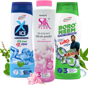 Nimson Silk Plus & Boro Neem & X-ice Talcum Powder Ghamori, Loo Rakshak ...