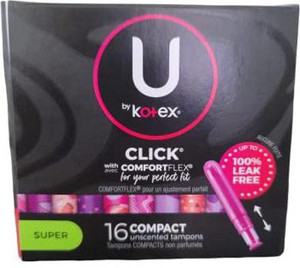 Kotex U by Click Compact Tampons, Super Absorbency, Unscented, 16 Ct ...