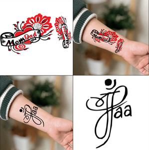 Ordershock Maa Paa & Flower Tattoo For Male and Female Tattoo Sticker ...