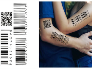 voorkoms Love Barcode Temporary Tattoo Stickers For Male And Female ...