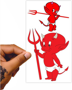 voorkoms Red Little Devil Temporary Tattoo Stickers For Male And Female ...