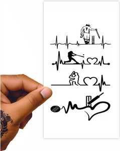 voorkoms Cricket Love With Heart Beat Temporary Tattoo Stickers For ...