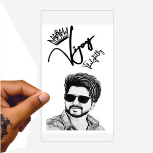 voorkoms Actor Vijay Tattoo Temporary Stickers For Male And Female Fake ...