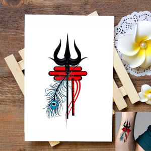 voorkoms Multicolor Trishul Temporary Tattoo Stickers For Male And ...